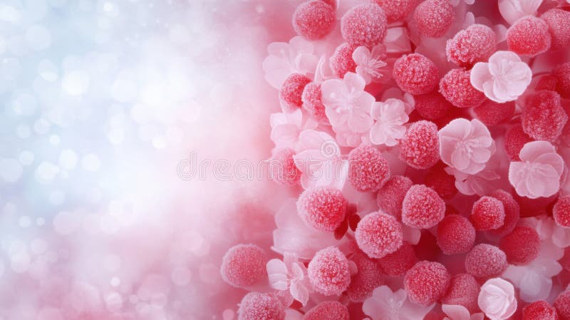 Abstract Close-up of Frozen Red Berries with Icy Texture, Creating a ...