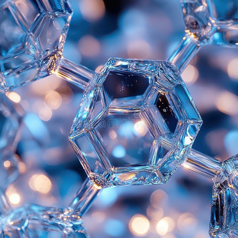 Abstract Close-Up of Geometric Crystal Structure with Reflective ...
