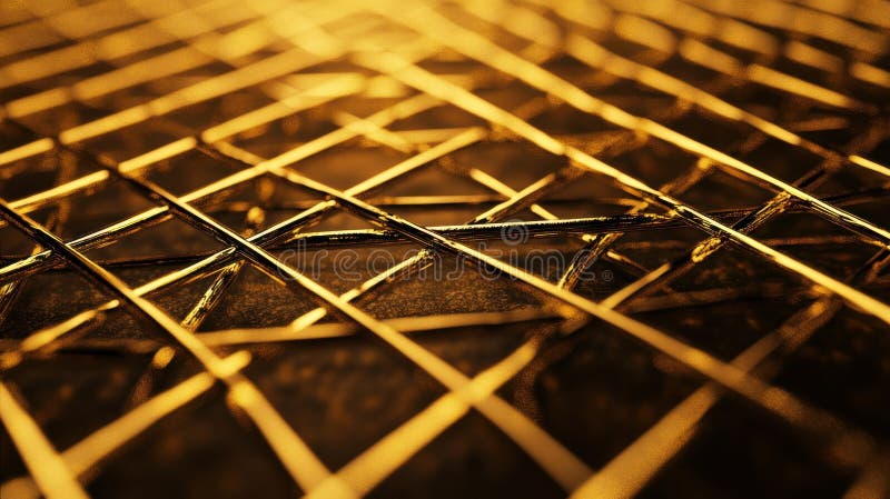 Abstract Close-up of Gold Metallic Strands in Geometric Pattern with ...