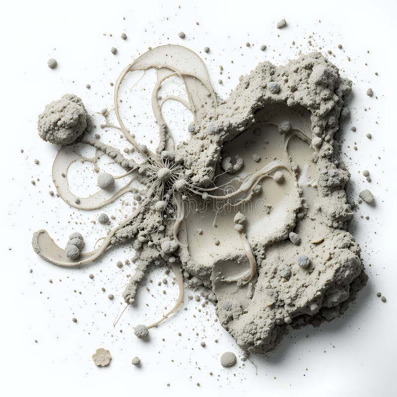 Abstract Gray Clay Explosion on White Background Stock Illustration ...