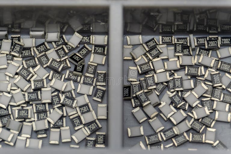 Grey Scattered Microscopic SMT Surface Mount Chip Resistors Sorted in ...
