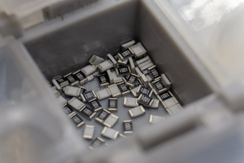 Grey Scattered Microscopic SMT Surface Mount Chip Resistors Sorted in ...