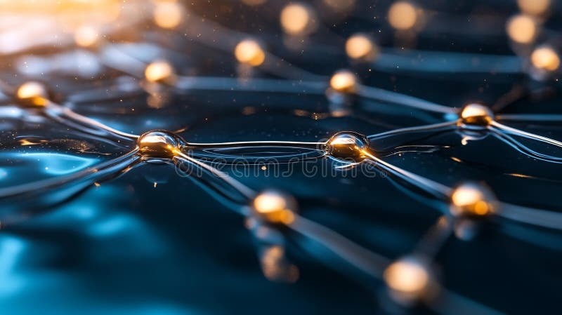 Close-Up of Abstract Liquid Network with Glowing Dots Stock ...