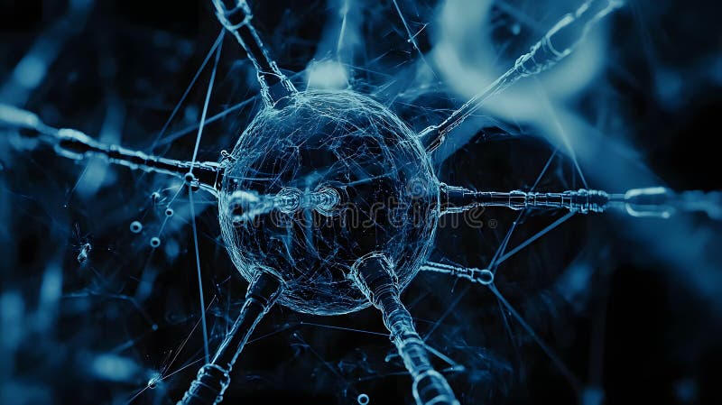 Microscopic Network Abstract Blue Sphere with Connected Nodes AI ...