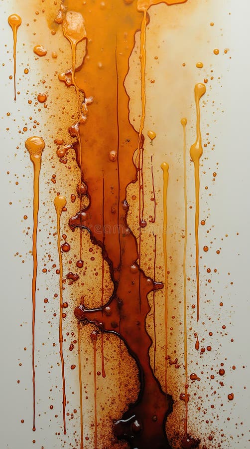 Abstract Close-Up of Dripping Orange and Brown Liquid Stains Stock ...