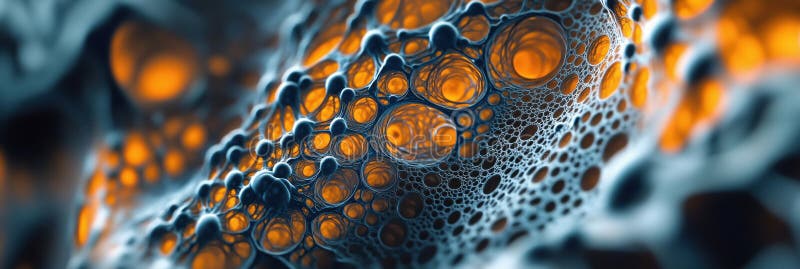 Abstract Close-up of Intricate Bubble Structures with Glowing Orange ...