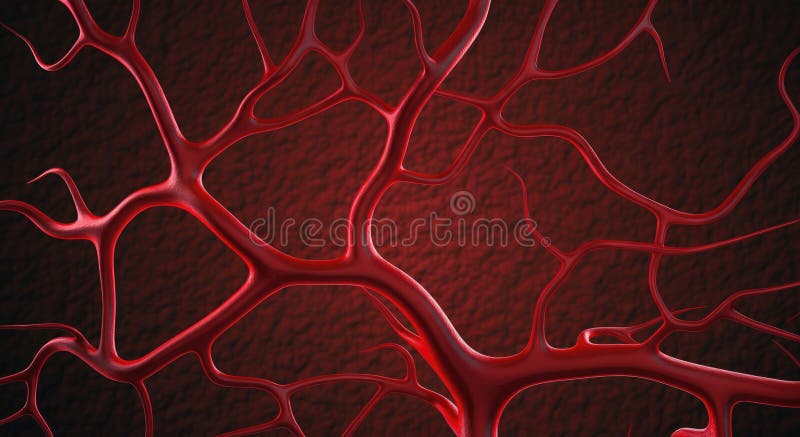 An Abstract Close-up of Intricate Red Vascular Structures on a Dark ...