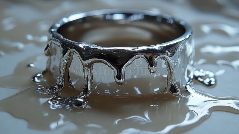 Abstract Close-Up of Melting Silver Ring with Liquid Drips Stock Illustration - Illustration of ...