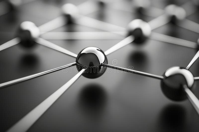 Abstract Close Up of Metallic Nodes and Rods Connected in a Precise ...