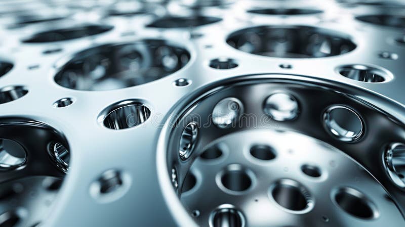 Abstract Close-up of a Metallic Perforated Surface with Circular Holes ...