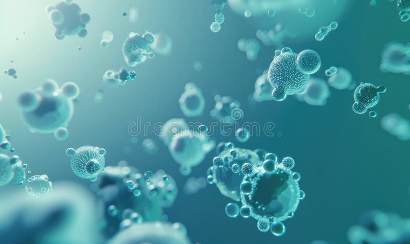Abstract Close-up of Microscopic Particles Suspended in Liquid ...