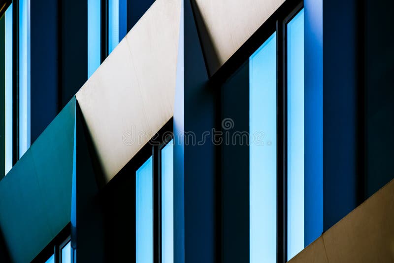 Abstract Close-Up of Modern Building Facade with Angular Patterns and ...