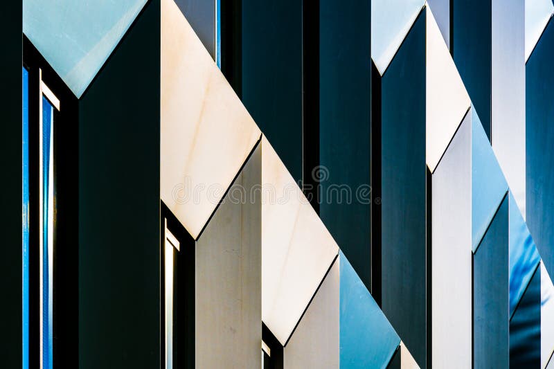 Abstract Close-Up of Modern Building Facade with Angular Patterns and ...