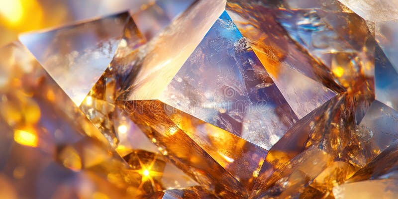 Abstract Close-up of Multifaceted Crystals with Vibrant Reflections and ...