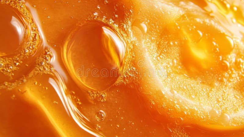 Abstract Close-Up of Orange Liquid with Bubbles Stock Illustration ...