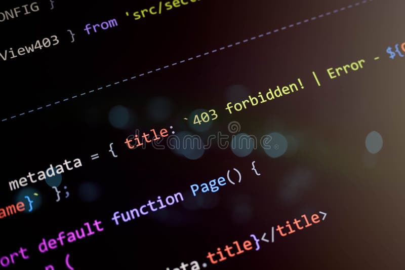 Abstract Close-up of Programming Code Showing Simulated Forbidden ...