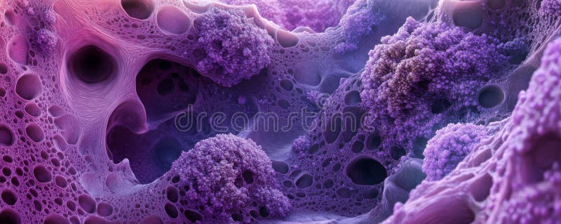 Abstract Close-up of Purple Cellular Structures, Textured Surface ...