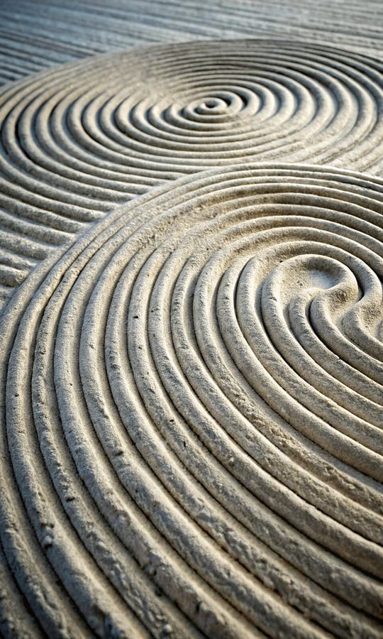Abstract Close Up of Sand Patterns with Hypnotic Spiral Shapes Creating ...
