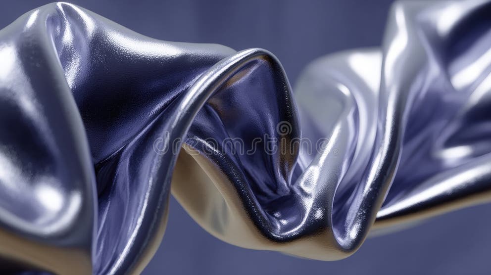 Abstract Close-up of Shiny, Metallic Fabric in Flowing Motion with a ...