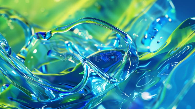 An Abstract Close-up Shot of a Vibrant Blue and Green Liquid Splashing ...