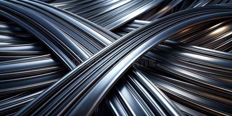 Abstract Close Up of Sleek Black Metallic Lines Converging and ...