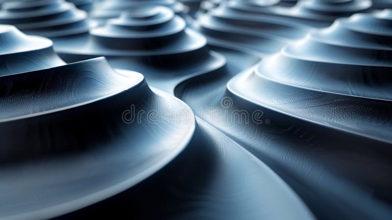 Abstract Close-up of Smooth, Wavy Metallic Surfaces Creating a ...