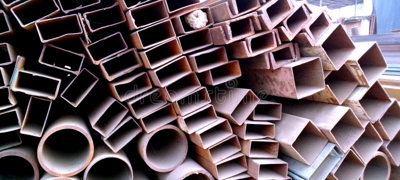 Abstract Close Up of a Stack of Steel Pipes Stock Photo - Image of ...