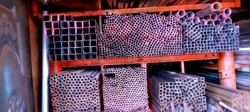 Abstract Close Up of a Stack of Steel Pipes in a Warehouse Stock Image ...