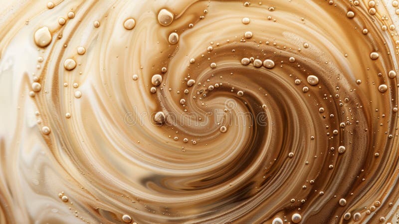 Abstract Close-up of a Swirling Coffee, Cream Blend. Bubbles and Rich ...