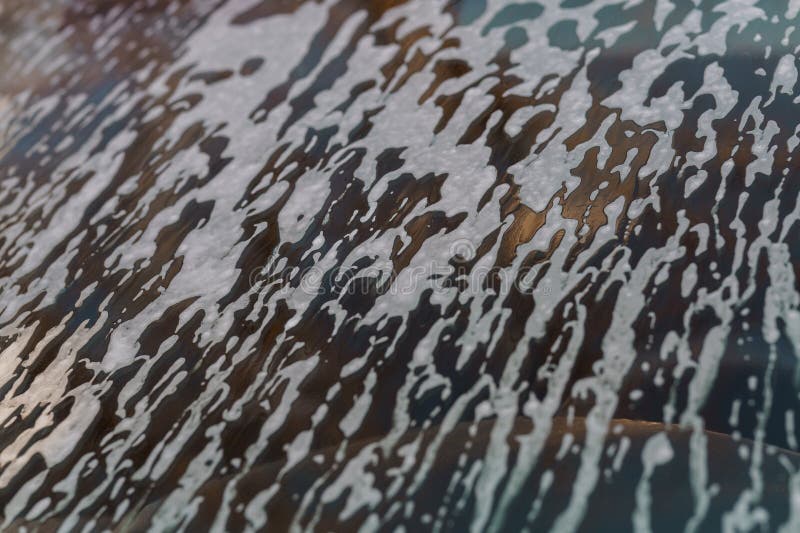 Abstract Close-Up Texture of White Foam on Glass Surface with Dark ...