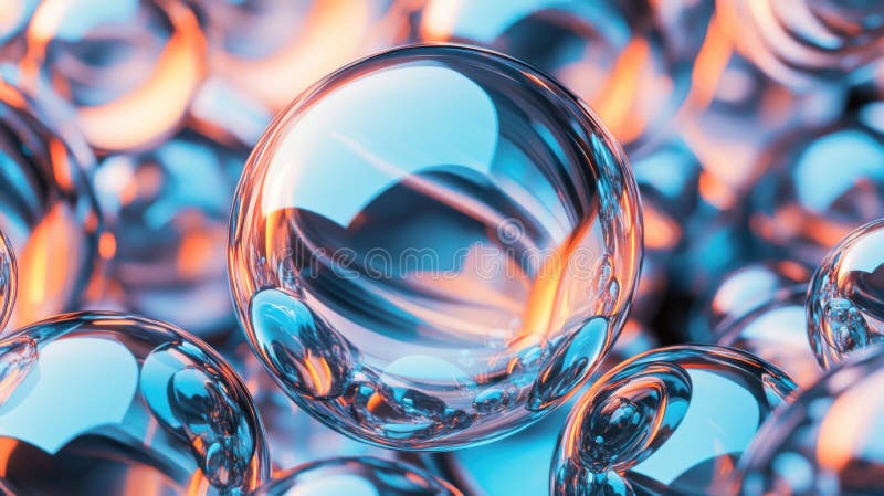 Abstract Close-up of Translucent Spheres Reflecting Light in Vibrant ...