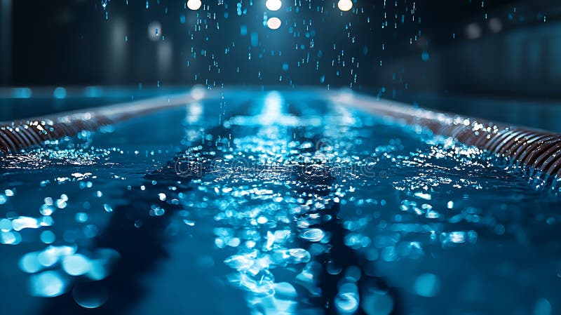 Abstract CloseUp of Water Droplets Falling into a Swimming Pool at ...