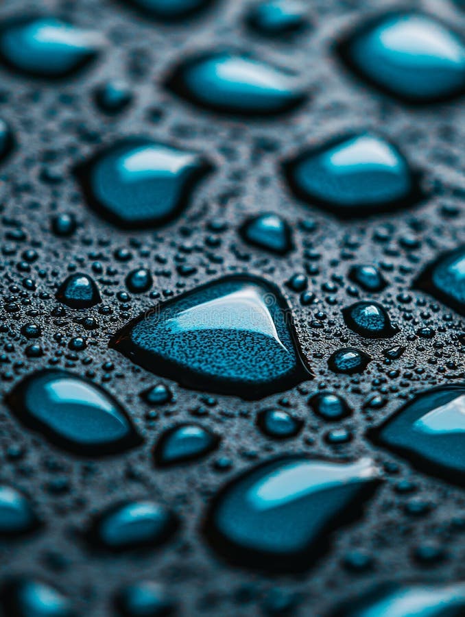Abstract CloseUp of Water Drops on a Frosted Surface with Unique ...
