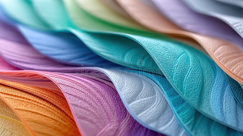 Wavy Textured Color Samples Sheets Abstract Background Close Up Stock ...