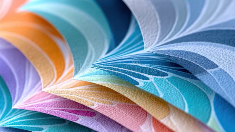 Wavy Textured Color Samples Sheets Abstract Background Close Up Stock ...