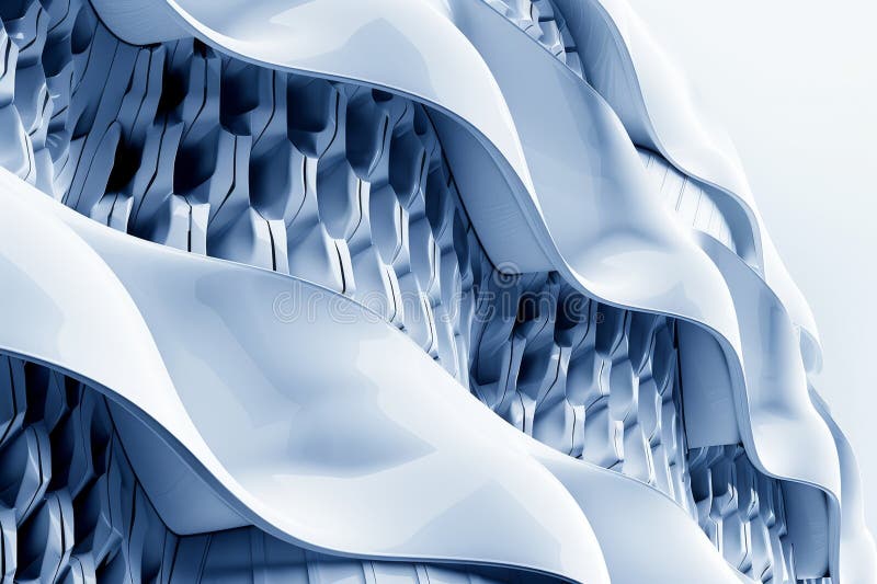Abstract Close-up of a White Geometric Wave-like Structure. Stock ...