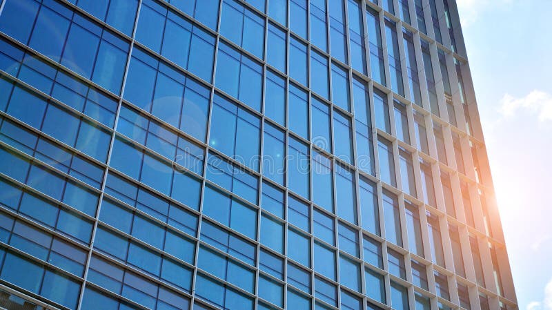 Glass Clad Facade of a Modern Building Covered in Reflective Plate ...