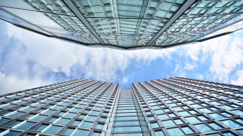 Glass Clad Facade of a Modern Building Covered in Reflective Plate ...
