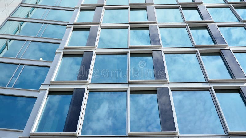 Glass Clad Facade of a Modern Building Covered in Reflective Plate ...