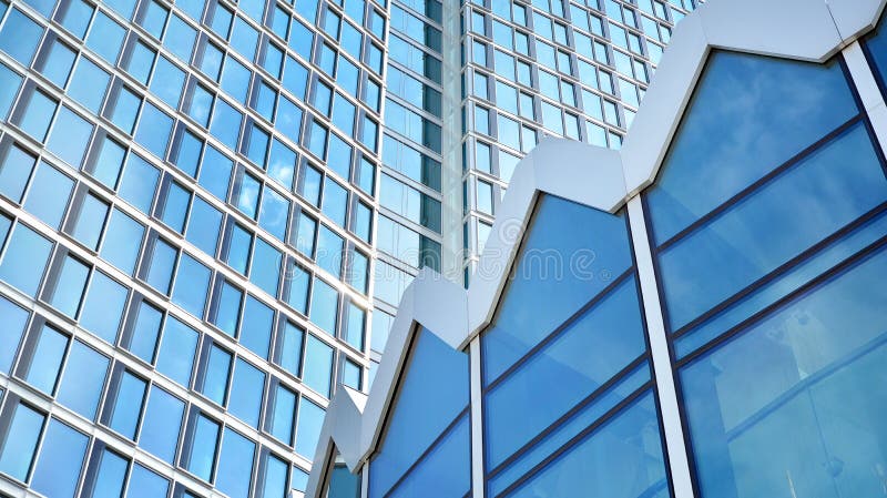 Glass Clad Facade of a Modern Building Covered in Reflective Plate ...