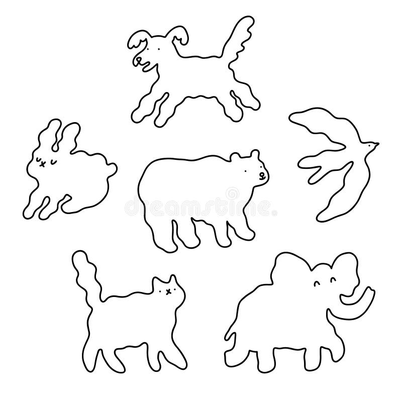 Animals Outlined Frames Clip Art Set Stock Illustration - Illustration ...