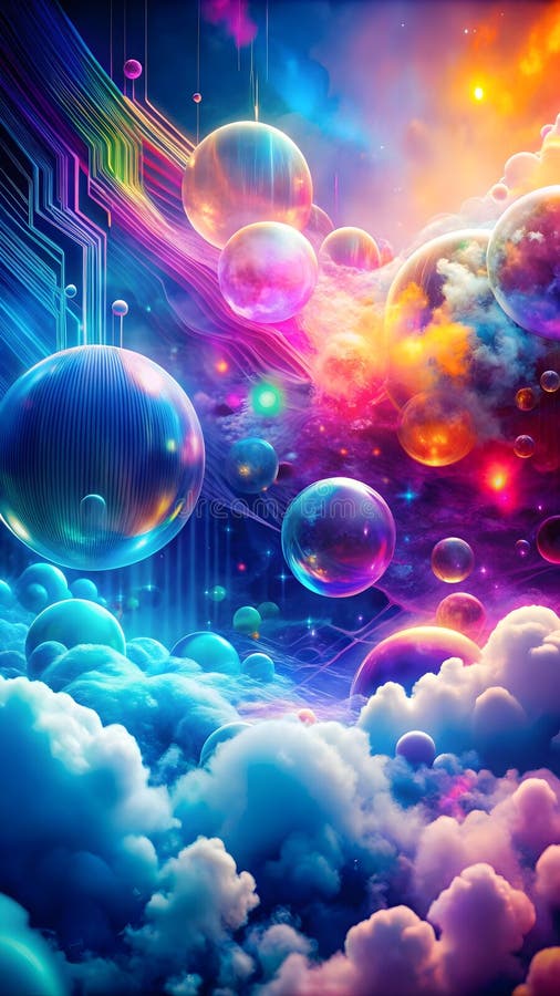 Abstract Cloud Backdrop with Vivid Bubbles and Colors Stock ...
