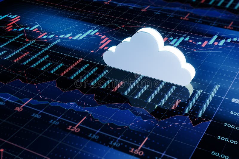 Abstract Cloud on Forex Chart Backdrop. Market Growth and Data Server ...