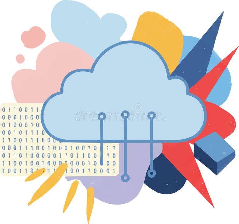 Abstract Cloud Computing and Binary Code Illustration Stock Vector ...
