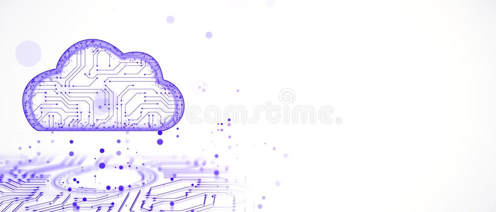 Abstract Cloud Computing Concept with a Digital Circuit Cloud and Data Flow. 3D Rendering Stock ...