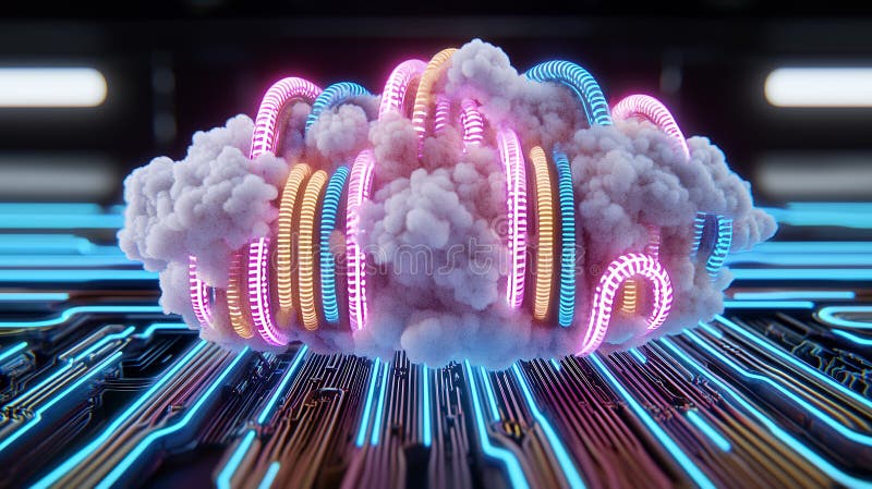 Abstract Neon Circuit Board Design Glowing Lines Shapes Generative Ai ...