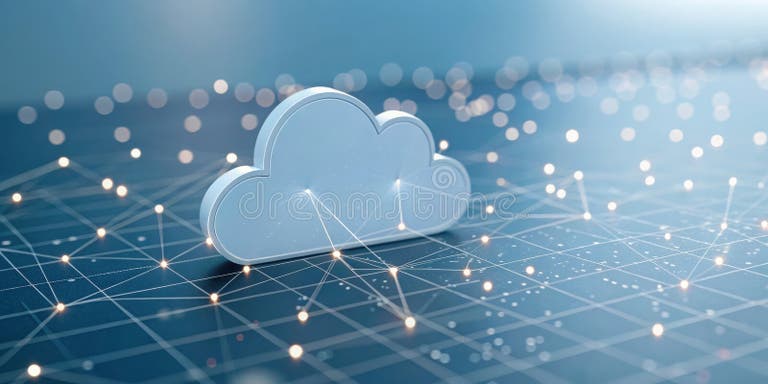 Abstract Cloud Computing Concept with Nodes and Connections in Modern ...