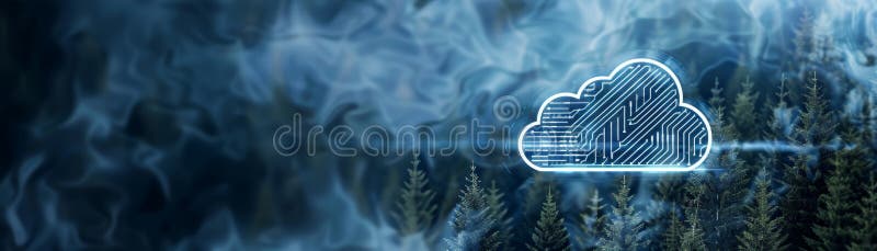 Abstract Cloud Computing Concept Overlay Atop a Misty Forest, Blending ...