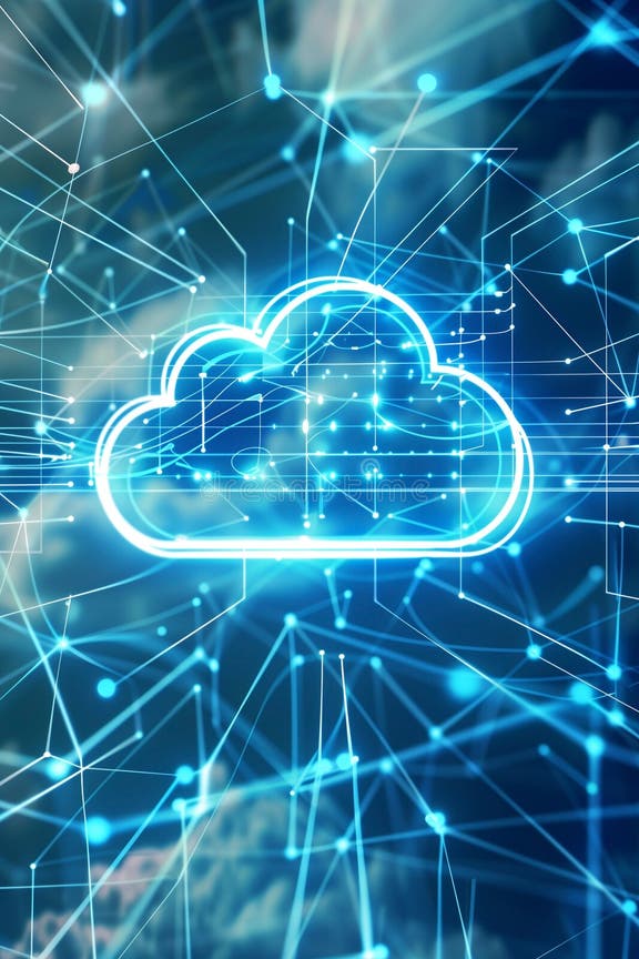 Abstract Cloud Computing Illustration Featuring Connected Nodes ...