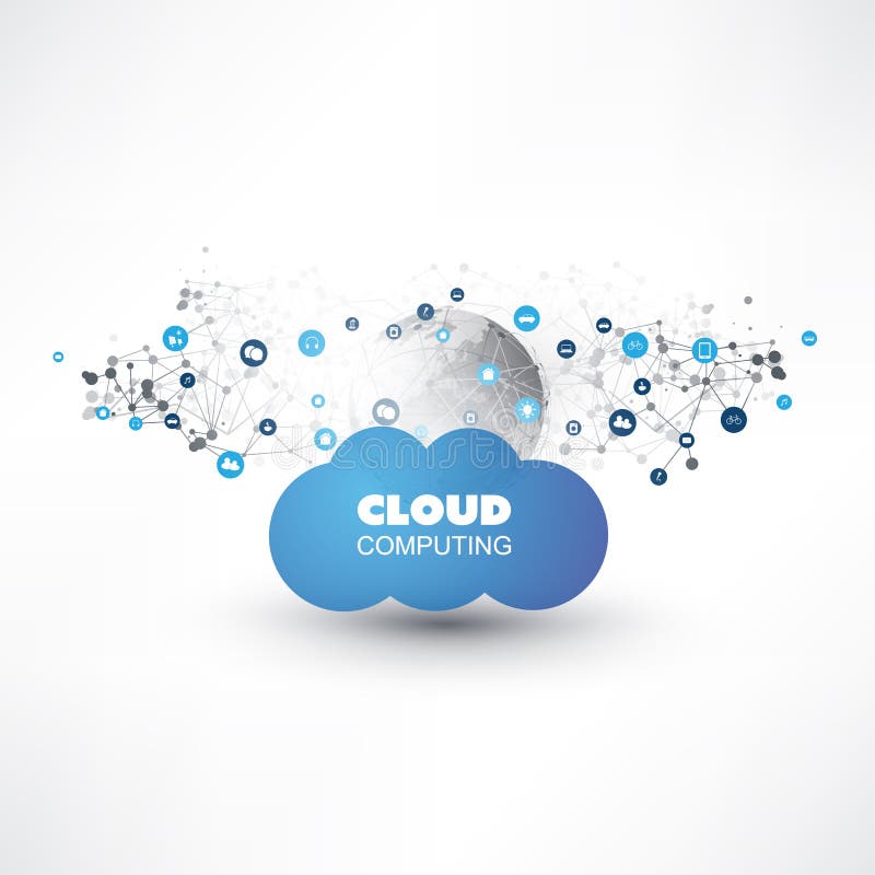 Cloud Computing Design Concept with Icons - Digital Network Connections, Technology Background ...